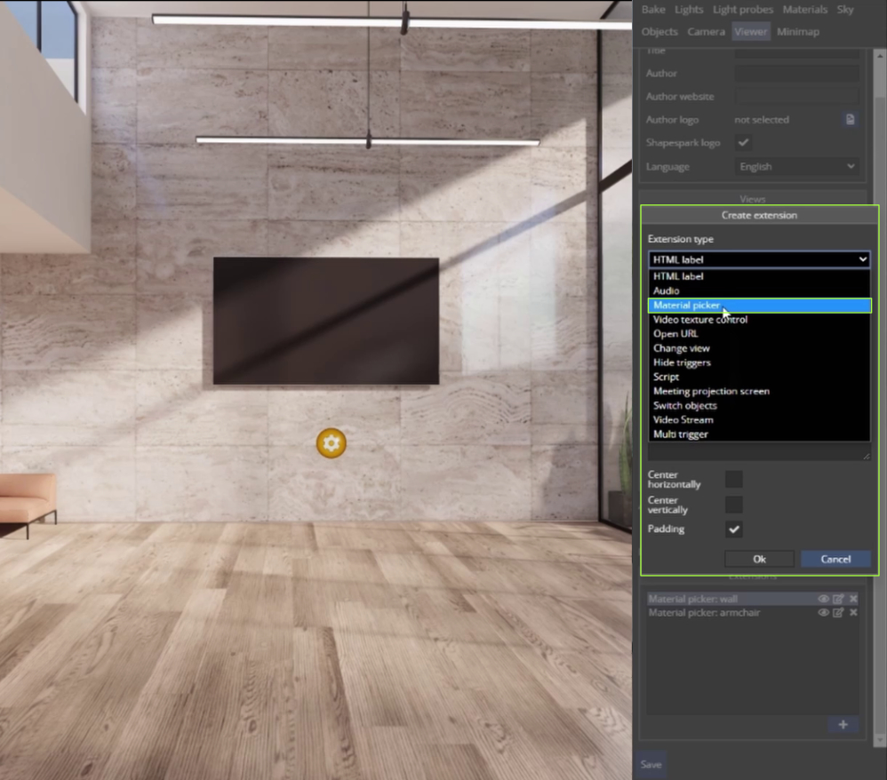 How to set up "Material picker" extension? – Help Center | Shapespark
