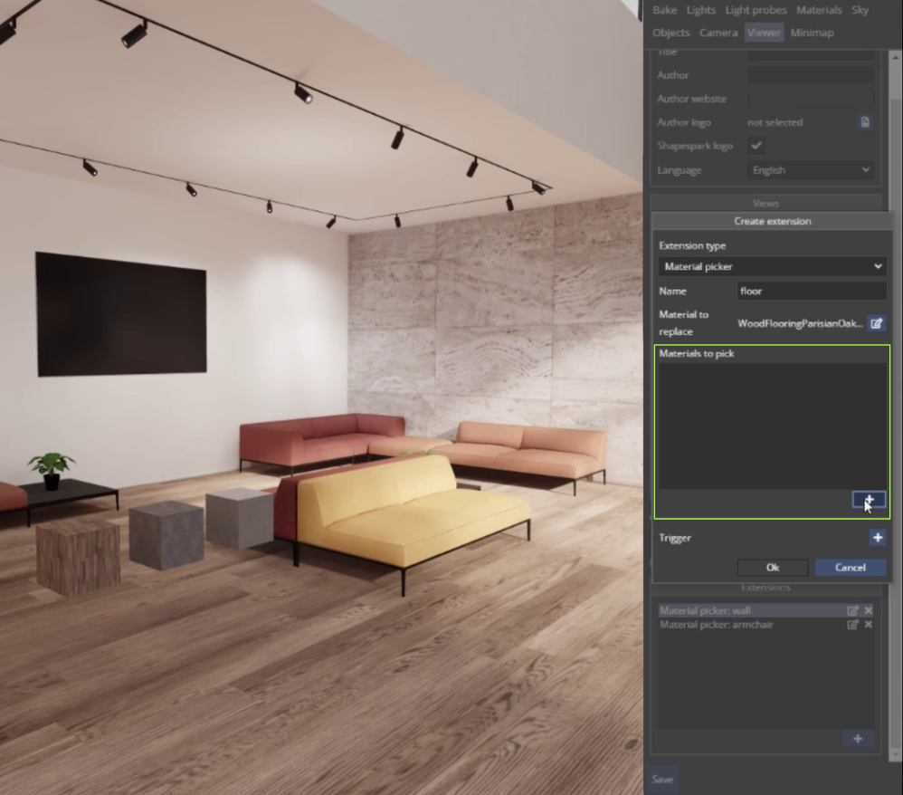 How to set up "Material picker" extension? – Help Center | Shapespark